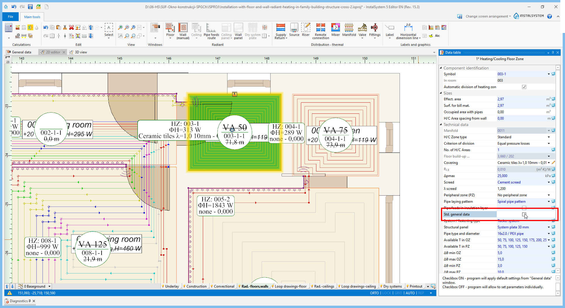 Heating/cooling zone build-up editor - HelpSystem
