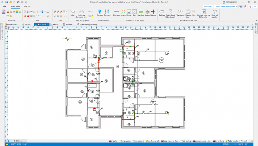 Water supply system in multifunctional building - HelpSystem