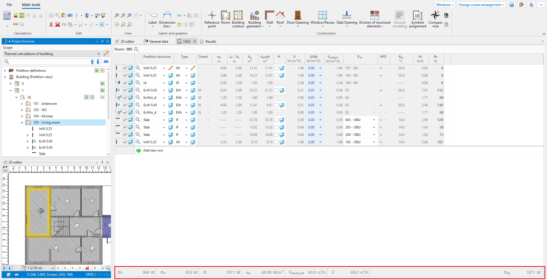 Calculation of design heat load of rooms - HelpSystem
