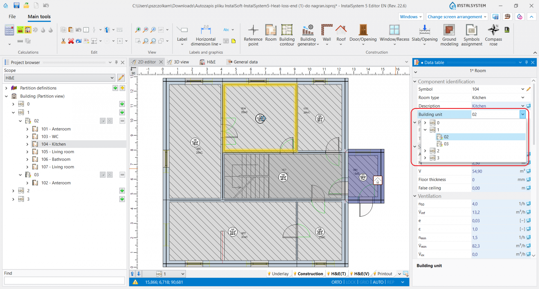 Calculation of design heat load of rooms - HelpSystem