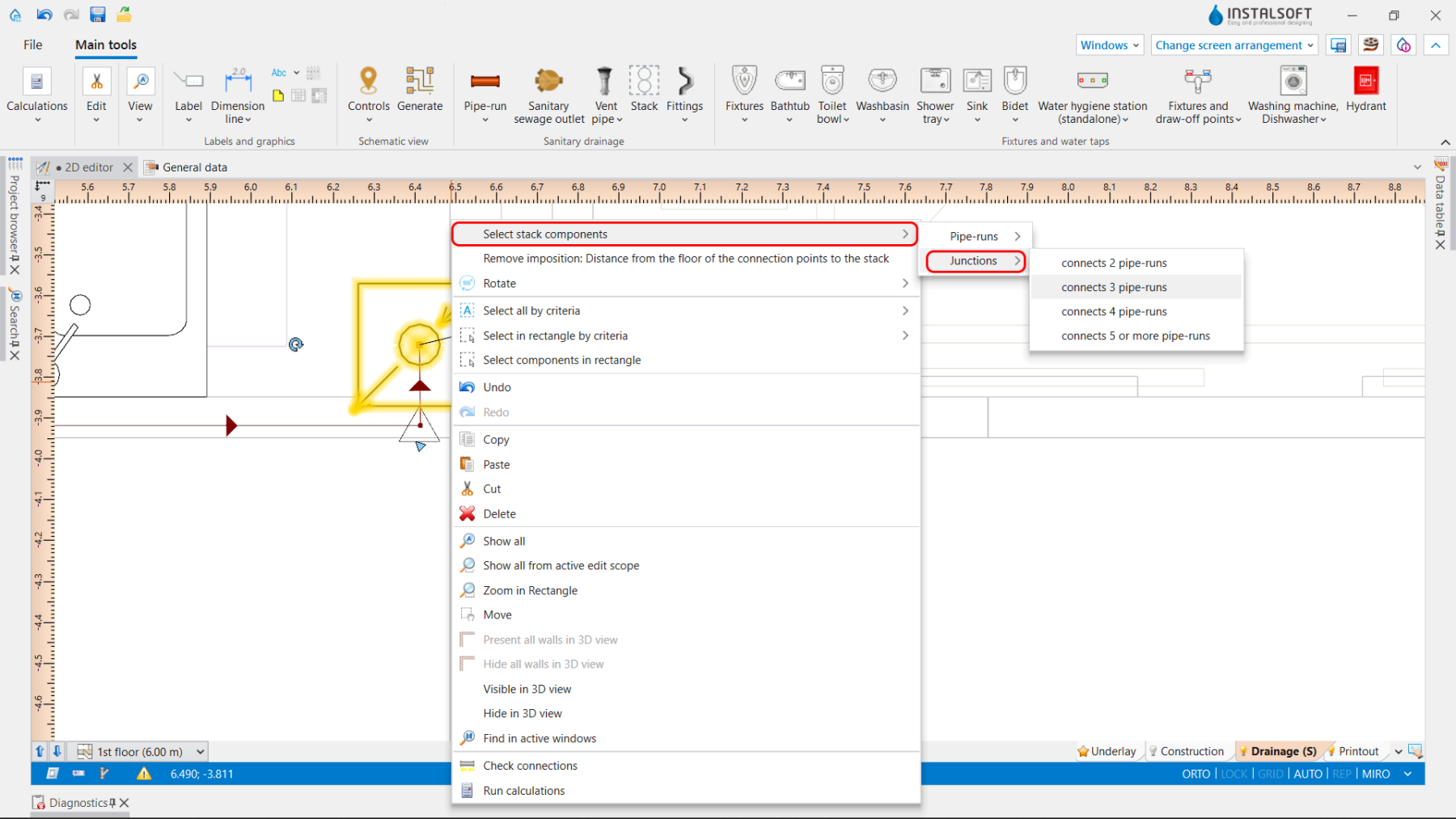 Designing gravity sanitary sewage installations - HelpSystem
