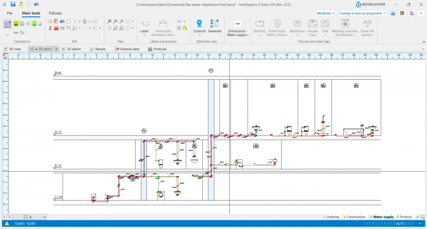 Water supply system in residential building (example for the lesson ...