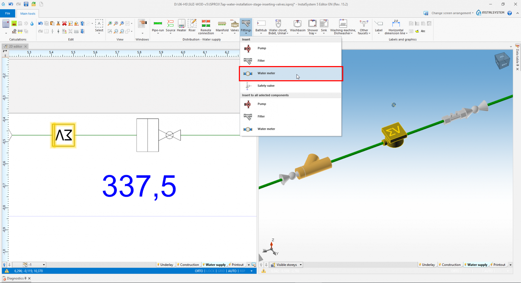 Designing of water supply system installation - HelpSystem
