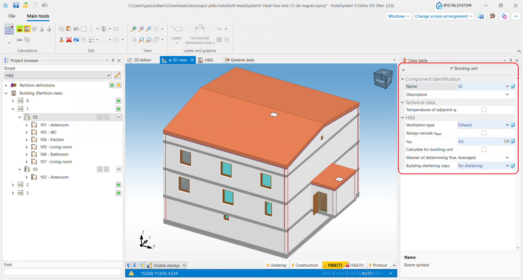 Calculation of design heat load of rooms - HelpSystem