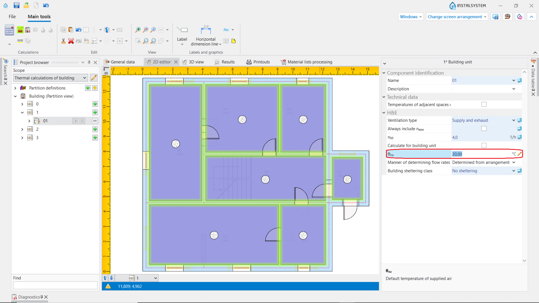 Calculation of design heat load of rooms - HelpSystem