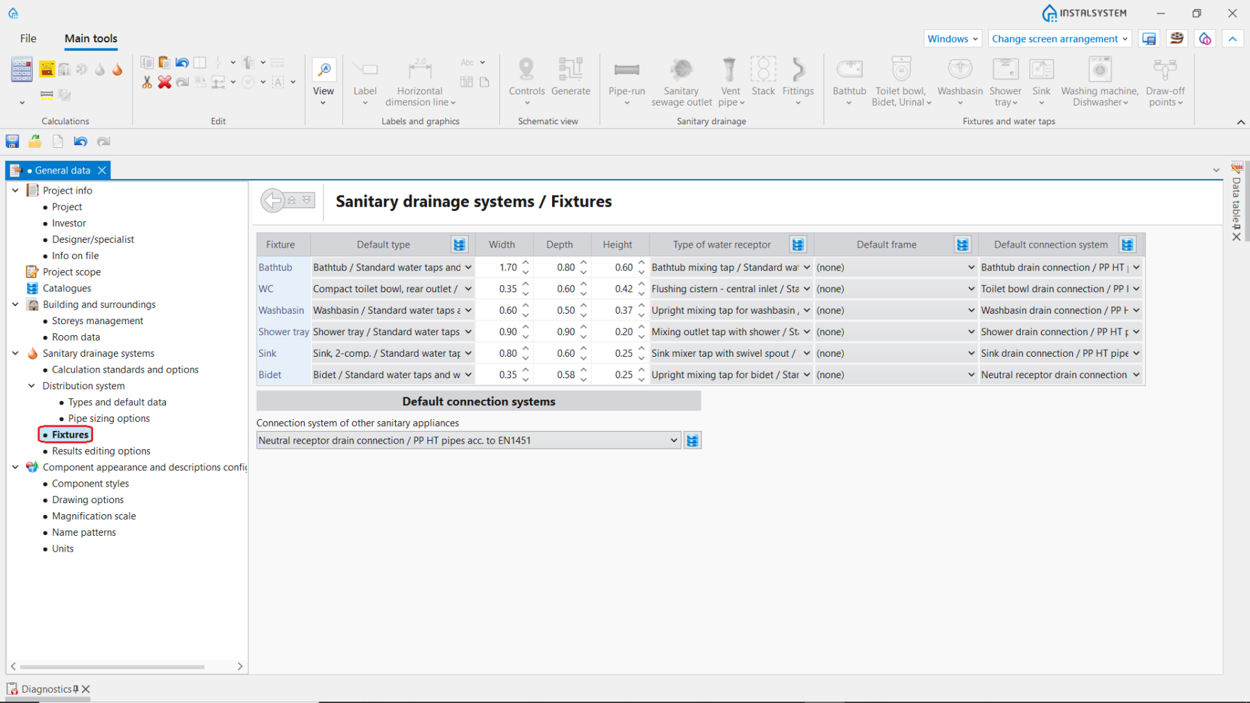 Designing gravity sanitary sewage installations - HelpSystem